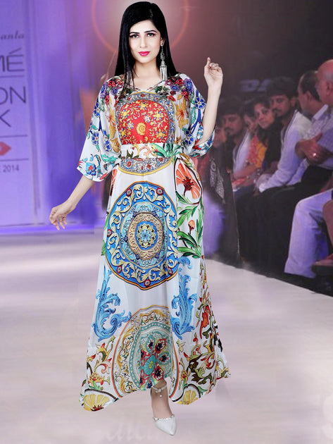 Long Colorful Kaftans with Bird print,Women's Best Choice Kaftan Dress ...