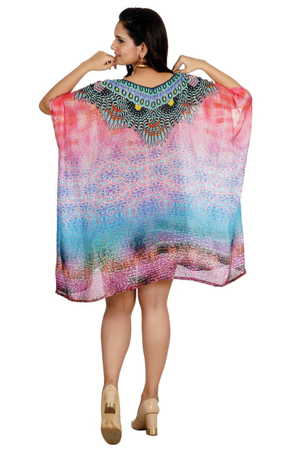 Silk caftan deep neck Shorts, Short kaftan dress for Women at Beach ...